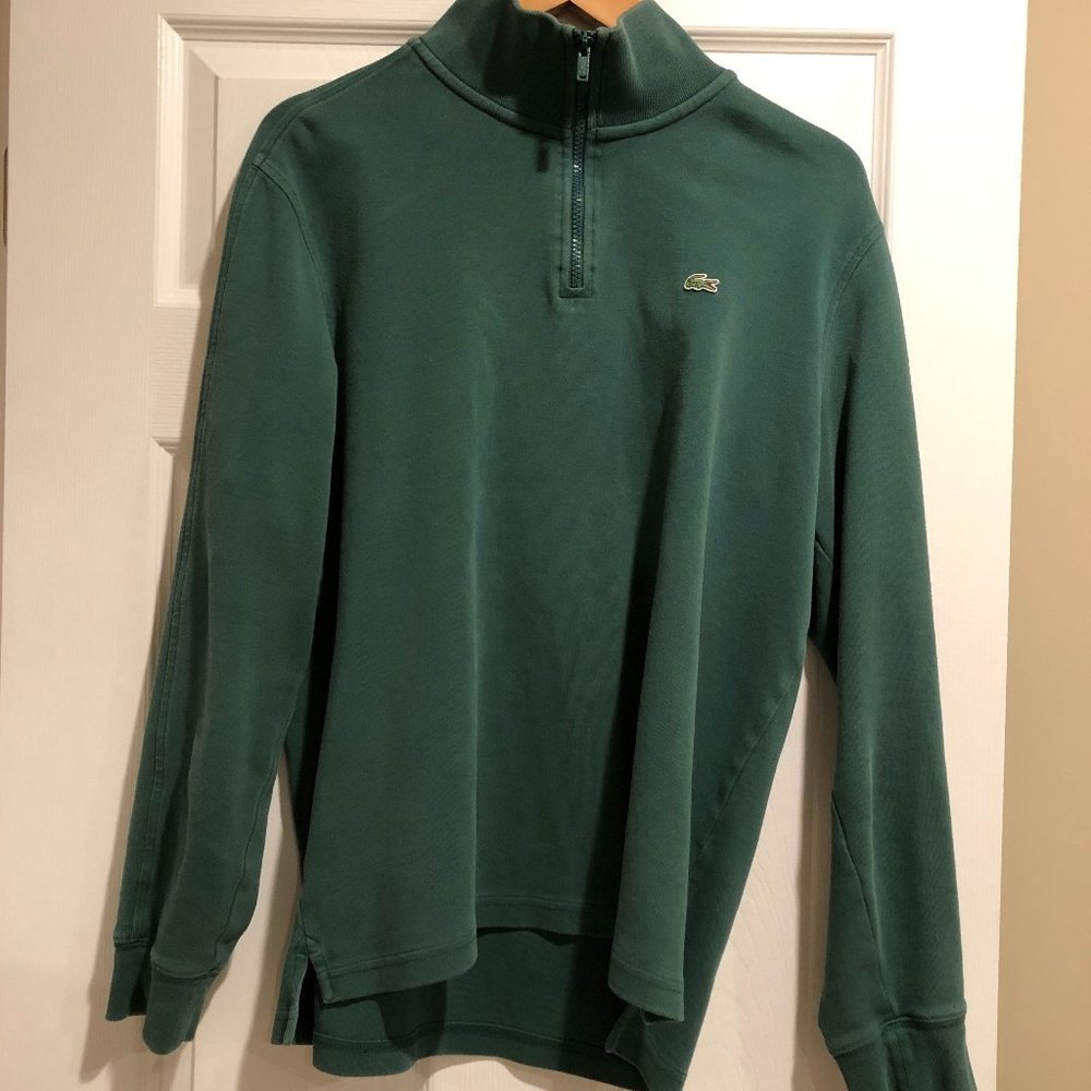 Lacoste Men 100% Heavy Duty Cotton 1/4" Zip Top Size 6 - Gem